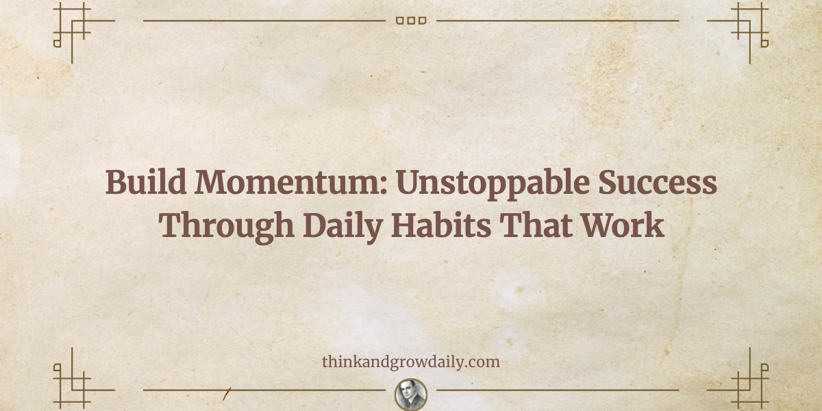 Build Momentum: Unstoppable Success Through Daily Habits That Work ...